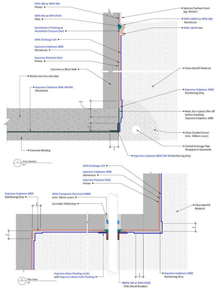 Sheet Membrane Retaining Walls With Slab Edge - 105 | Bayset